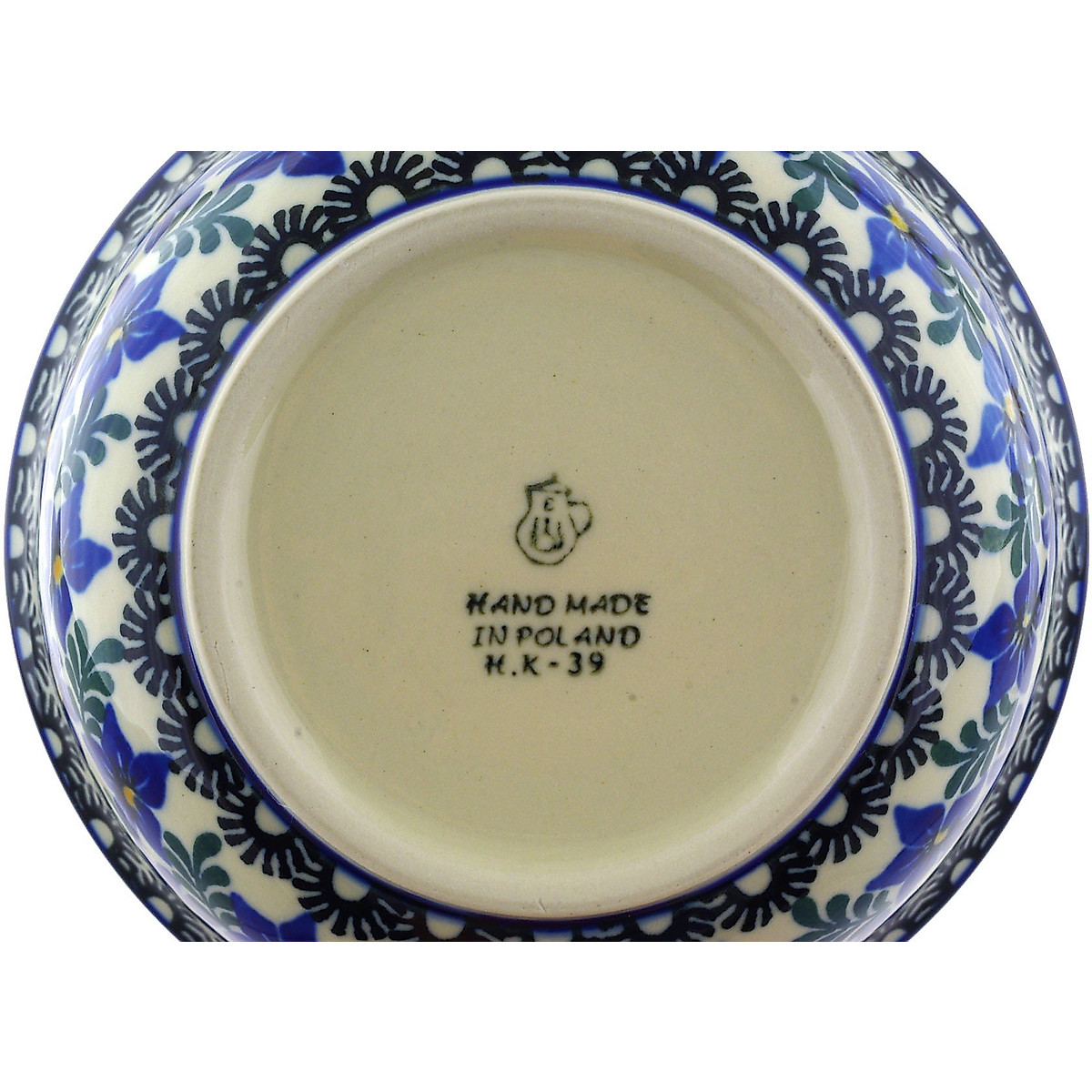 Polish Pottery Bowl 6-inch made by Ceramika Artystyczna (Blue Violets Theme)