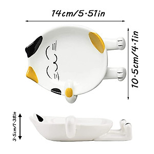 Ceramic Cat Spoon Rest for Kitchen Counter, Multi-Functional Chopsticks Spoon Holder,Ceramic Utensil Holder -Essential Kitchen Gadgets & Accessories, Decor Gift for Cat Lover (Yellow)