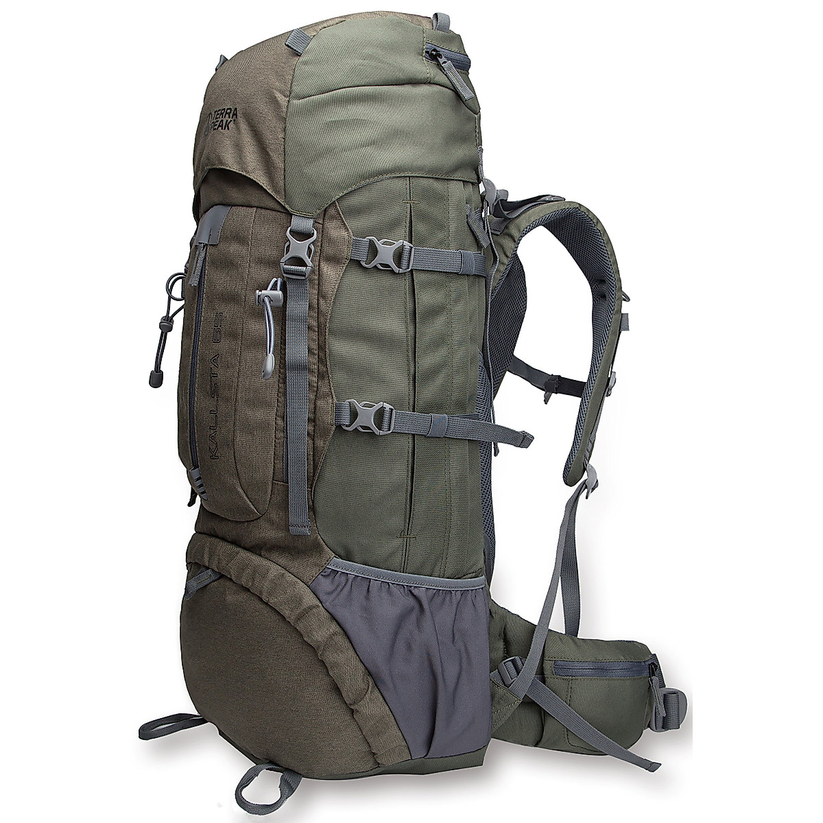 TERRA PEAK Backpacking Backpack Hiking Backpack 65L+20L khaki green
