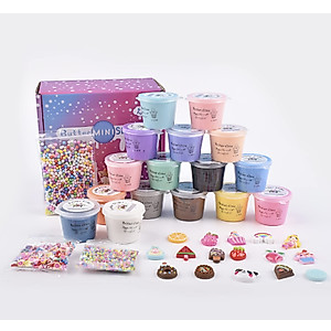 16 Pack Mini Butter Slime Kit for Kids, with Watermelon, Lemon, Cherry, Slime Accessories, Stress Relief Toys for Girls and Boys, for Kid Party, Play Education and Birthday Gift.