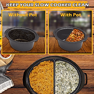 6 Quart Silicone Slow Cooker Divider Liners Oval. Thickened, Weighted & Sturdy Reusable Crockpot Inserts Compatible With Most 6 Qt Crock Pot Slow Cookers Accessories. Leakproof, Dishwasher Safe