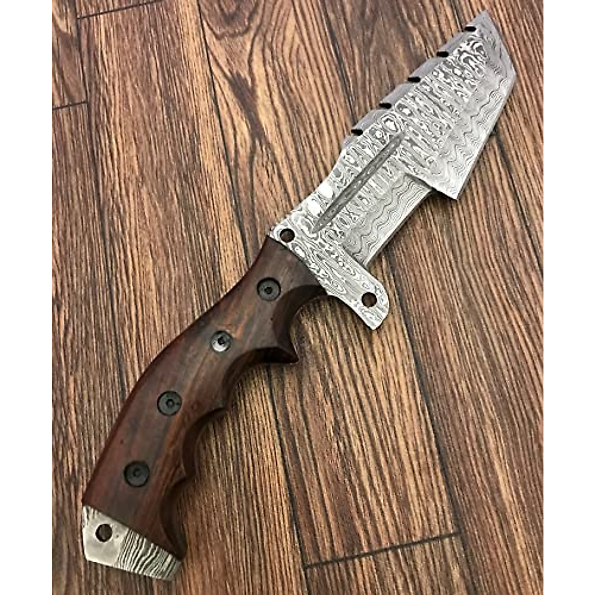 TR-1168 Custom Handmade Damascus Steel 10 Inches Tracker Knife - Perfect Grip walnut wood Handle (TR-987) (TR-2195)