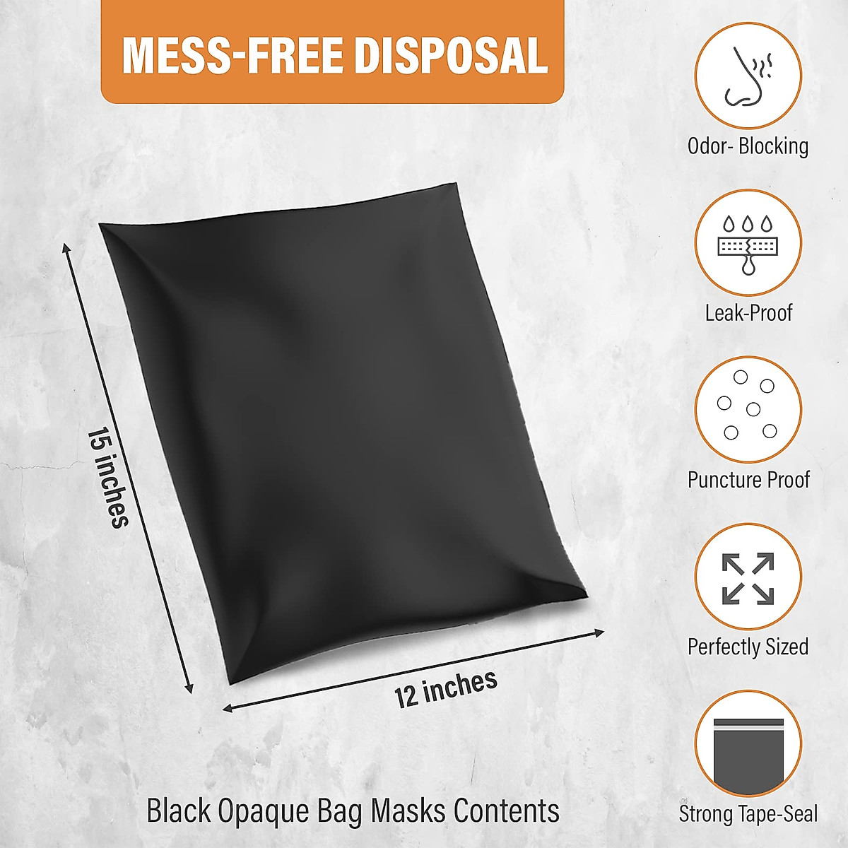 Trail Essentials Adult Diaper Disposal Bags - Tape-Seal, Large, Black Opaque Disposal Bags for Adult Diapers, Incontinence Underwear and Personal Hygiene Products (Pink)