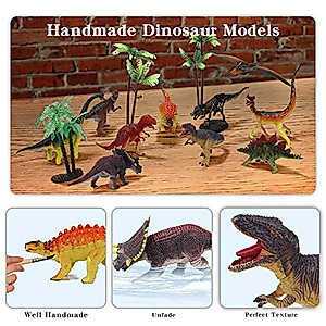 Mini Tudou 10 PCS Dinosaur Building Blocks, Realistic Dinosaur Toys Figurine to Create Dino World Including T Rex, Triceratops, Velociraptor, Educational DIY 3D Puzzle Model Toy Set for Kids & Adults