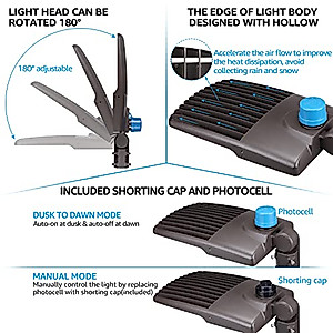 LEONLITE 300W LED Parking Lot Light with Adjustable Slip Fitter, 42000LM 100-277V Commercial Shoebox Lights, Dimmable Dusk to Dawn Photocell Area Lighting, IP65 Street Pole Light, 5000K, UL Listed