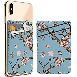 Diascia Pack of 2 - Cellphone Stick on Leather Cardholder ( Cherry Blossom Sakura Pattern Pattern ) ID Credit Card Pouch Wallet Pocket Sleeve