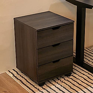 VICLLAX 3 Drawer Dresser Mobile Cabinet Under Desk Storage with Casters for Home Office, Walnut
