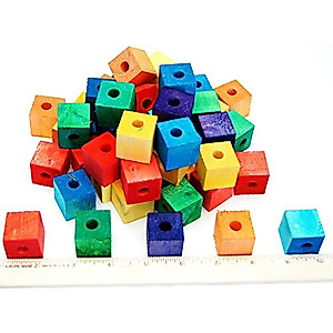 Parrot toys Colored Wooden Wood 48 Pcs. Blocks Parts for Bird Amazon African Grey Macaw