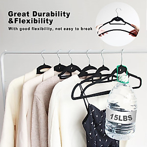 NEATSENSE Black Velvet Hangers 50Pack Suit Hangers S Slide Clothes Hangers Stackable Necktie Bar Hangers Set, Space Saving Standard Size Non-Slip Heavy Duty Coat Hanger 360 Degree Rotate