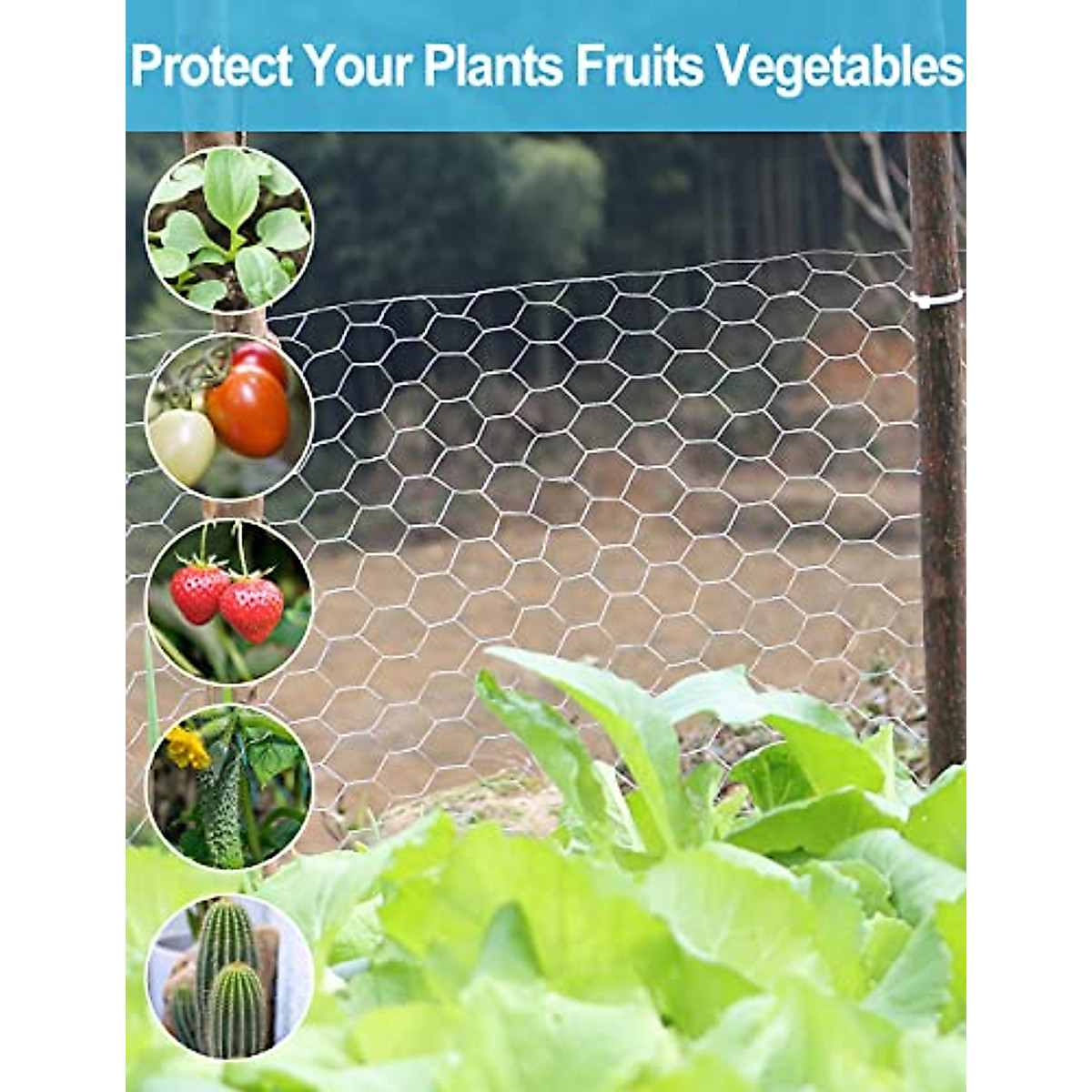 TOYPOPOR Chicken Wire 16'' x 396''(40cm x 10m), Outdoor Anti-Rust Hexagonal Galvanized Chicken Wire Mesh Fencing to Protect Gardening Plants Vegetables Flowers Fruits From Dogs Rabbits Squirrels, 32ft