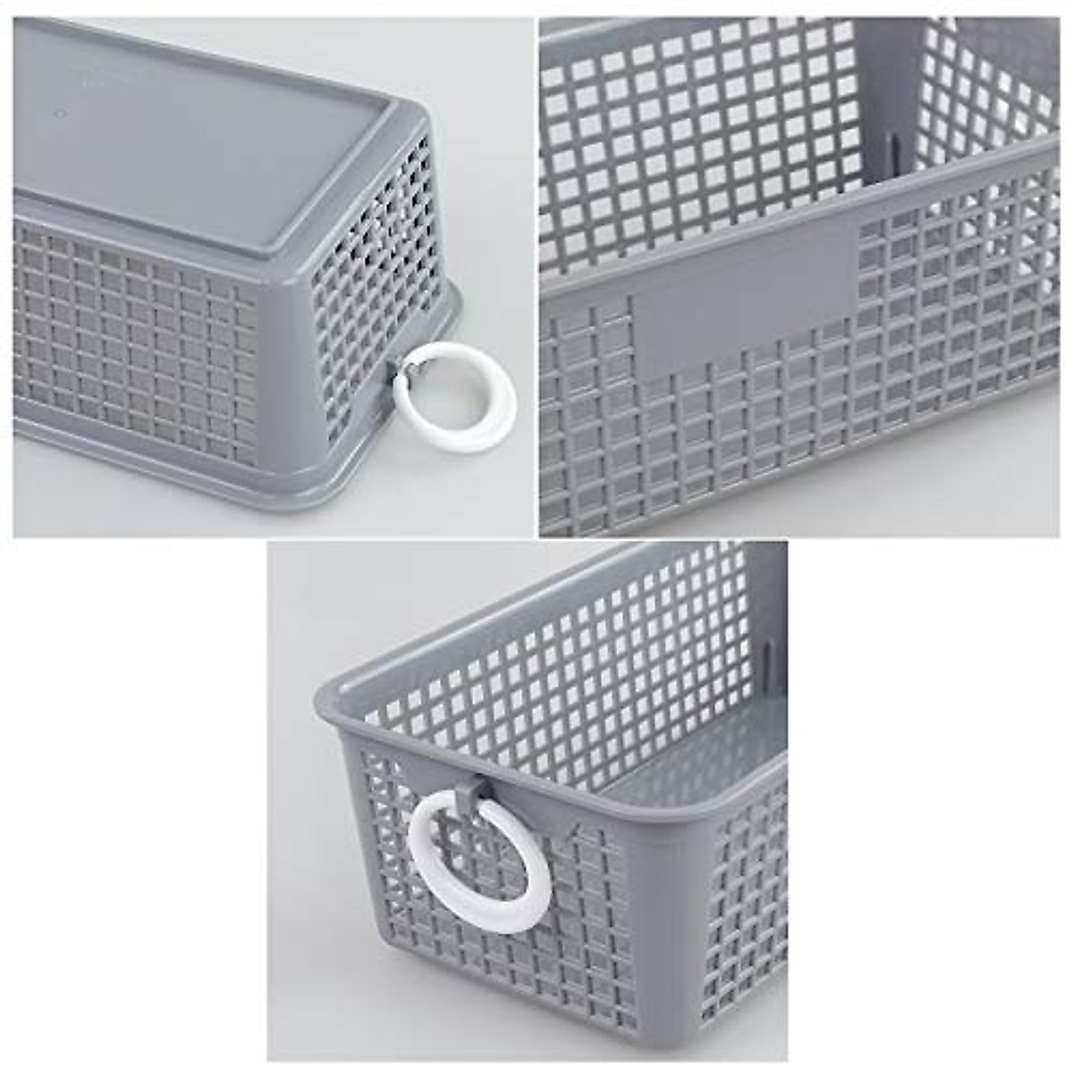 Neadas Gray Small Plastic Storage Basket, 6 Packs