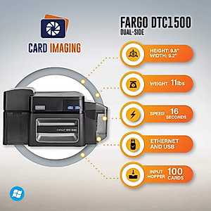 Fargo DTC1500 Dual Side ID Card Printer & Supplies Bundle with Card Imaging Software 51405