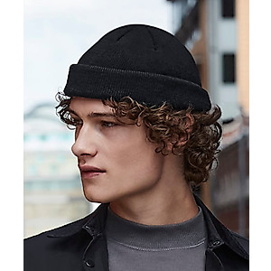 Beechfield mens B43R Recycled Mini Fisherman Beanie, Black, Small-X-Large