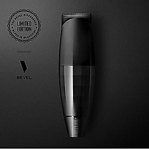 Bevel Beard Trimmer for Men - Black Edition Cordless Trimmer, 8 Hour Rechargeable Battery Life, Tool Free Adjustable Zero Gapped Blade, Barber Supplies, Mustache Trimmer