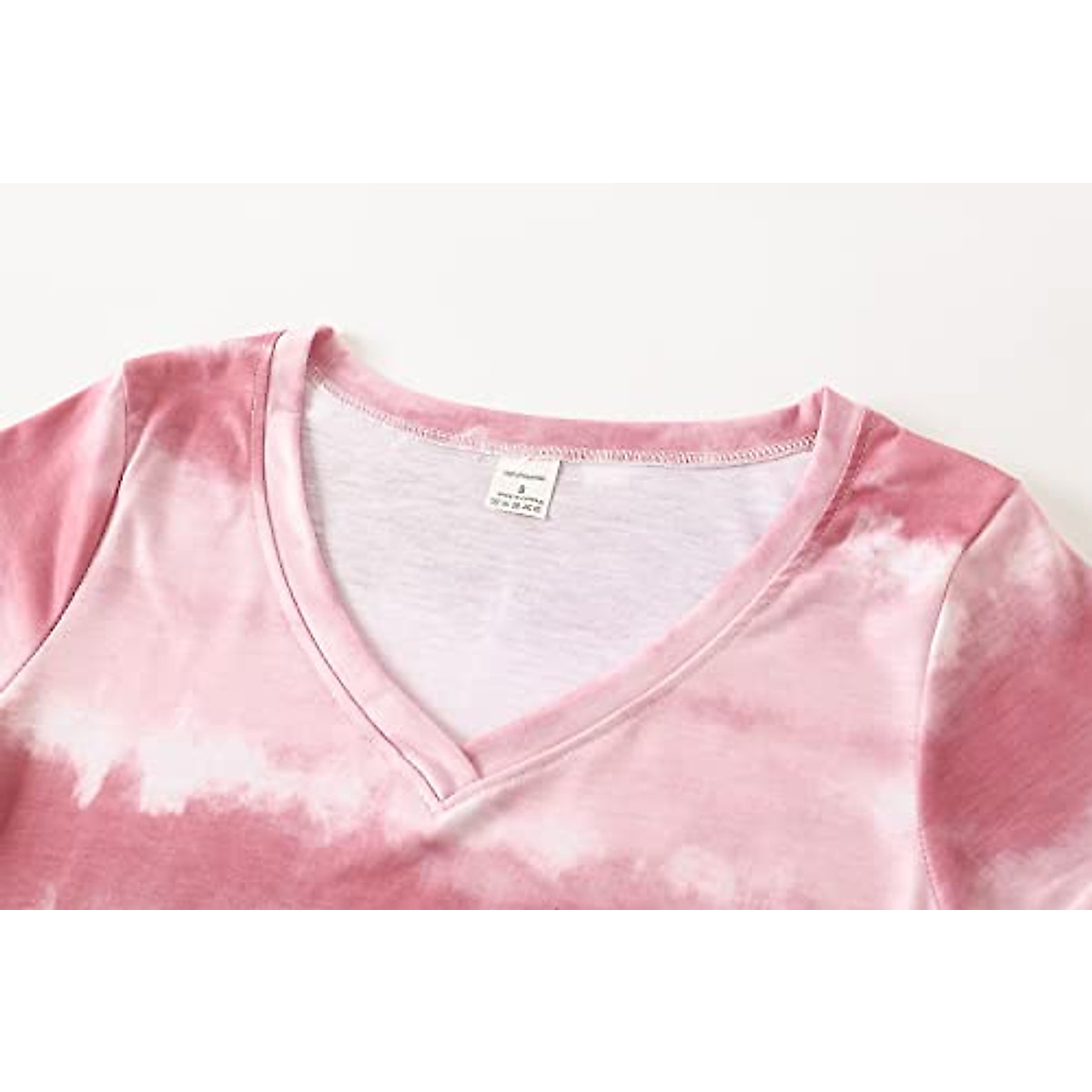 HONG HUI Women's Sleepwear Short Sleeve Top with Capri Pants Pajama Sets Comfy Pjs Sets Casual Loungewear Pink Medium