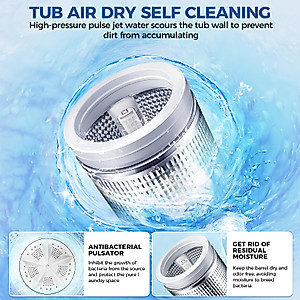 Nictemaw Portable Washing Machine 15.6Lbs 2.1 Cu.ft Full Automatic Washer Machine with 10 Programs and 8 Water Levels Selections Small Washing Machine for Apartment, Rv, Home