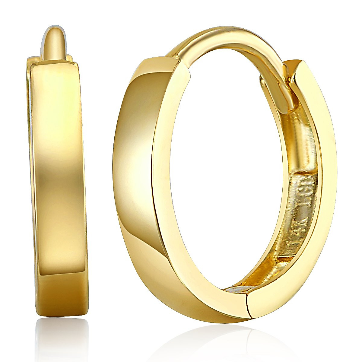 14k REAL Yellow Gold 2mm Thickness Huggie Earrings (11 x 11 mm)