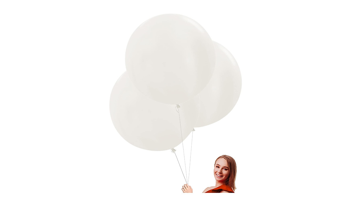 24 inch Large Round White Balloons 10 Pack Thick Big jumbo Latex ...