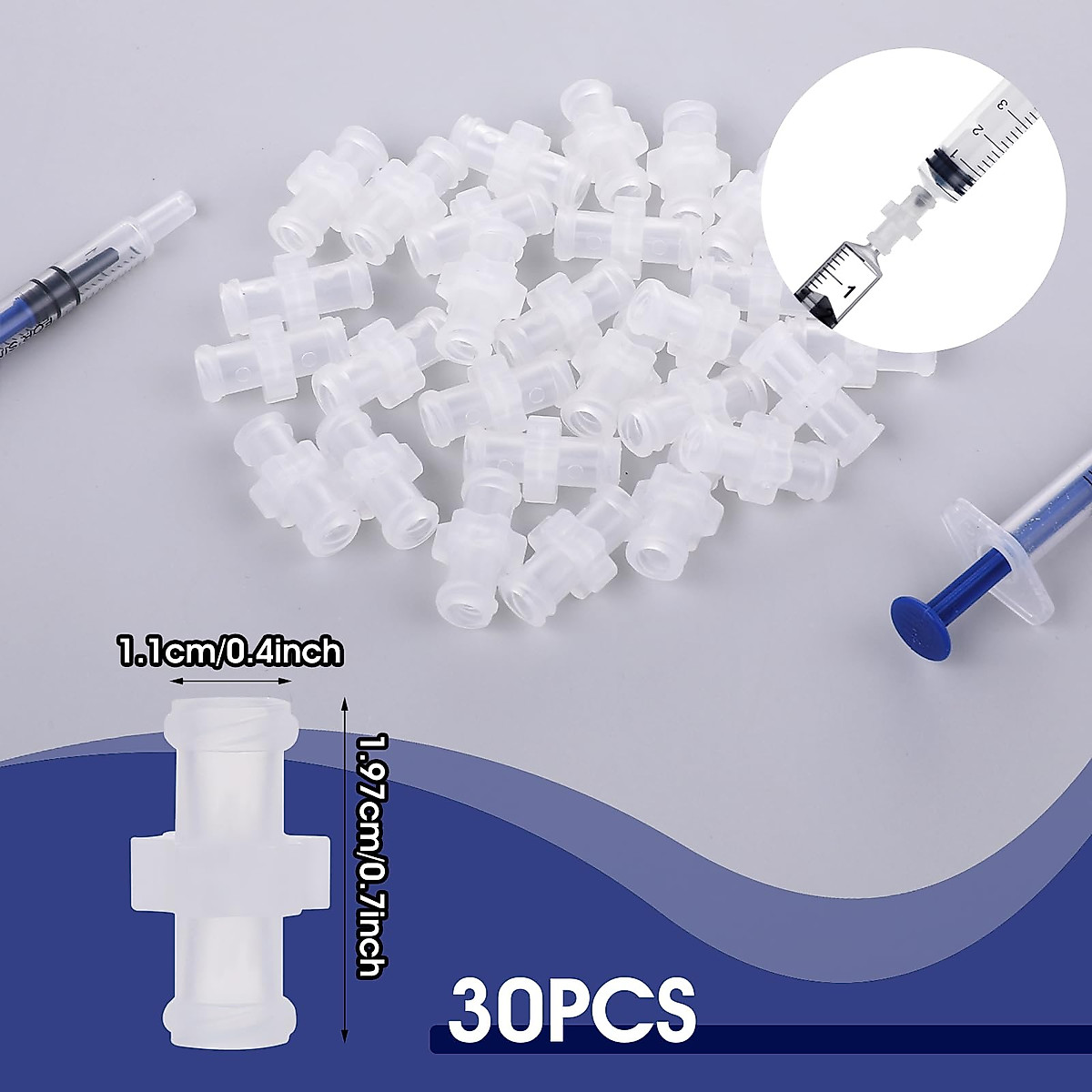 30PCS Luer Lock Syringe Adapter for Bottles, Syringe Adapter Luer Lock Connector Luer Lock Adapter Clear Female Luer Syringe to Syringe Transfer Connector Luer Lock Syringe Bottle Adapter for Syringe