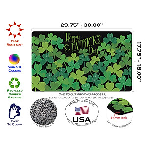 Toland Home Garden 800261 Shamrocks St Pats Door Mat 18x30 Inch Spring Outdoor Doormat for Entryway Indoor Entrance