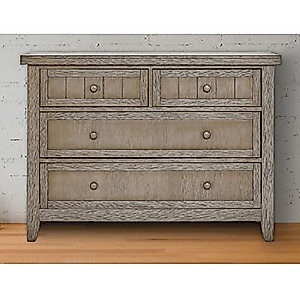 Dream On Me Maple Double Dresser I Kids Bedroom Dresser I Four Drawers Dresser I Farmhouse Modern, Oak Grey