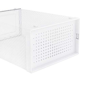Verybegin 6-Pack Large Shoe Storage Boxes, Shoe Organizer, Clear Plastic Shoe Boxes, Shoe Containers Sneaker Storage, Stackable, Breathable, Space Saving, Easy Assembly, Fit up to US Size5-10(13.1"x9"x5.5"), White