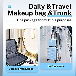 AnyZip Cosmetic Travel Case Hard Shell Portable Small Makeup Suitcase Hand Luggage Carrying Bag 14Inch LightBlue