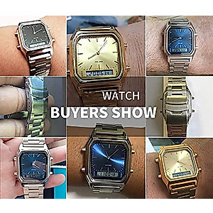 Gosasa Men's Unisex Square Multifunction Stopwatch Waterproof LED Digital Watch Electronic Analog Men's Watch Ladies Stainless Steel Watch (Silver)…