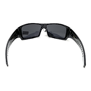 Locs Men's Rectangular Hardcore Black Wrap 63mm Sunglasses (Cursive Logo)