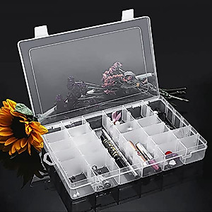 MOUYAT 6 Pack 36 Grids Clear Plastic Organizer Boxes, Adjustable Plastic Craft Jewerly Organizer Storage Boxes with Compartments, Bead Storage Containers for Jewelry Art DIY Crafts Small Parts