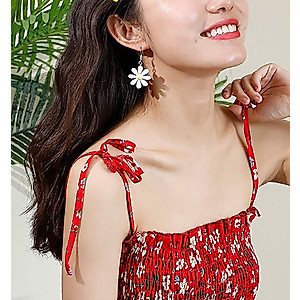 Daisy Earrings,Daisy Flower Earrings for Women,Acrylic Yellow Flower Daisy Dangle Earring Wild Lily Petals Hawaii Plant Earrings