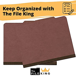 The File King Classification Folders 2 Divider Letter Size - Carnelia Red, 10 Pack | Employee File Folders with Dividers | Top Tab Pressboard Classification Folders | 2" Fastener Prongs | USA Made