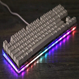 LED Backlit Wired Gaming Keyboard and Mechanical Feeling Rainbow Backlight Emitting CharacterAdjustable USB Mice Compatible with PC (White)