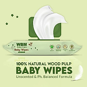 WBM Care Unscented Baby Wipes-12 Flip-Top Pack, (576 Total), 12 Count