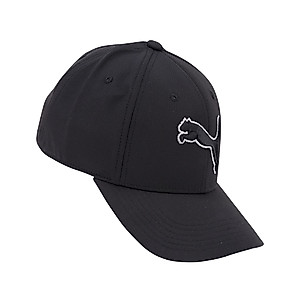 PUMA unisex adult Evercat Dillon Stretch Fit Baseball Cap, Black/Silver, Small-Medium US