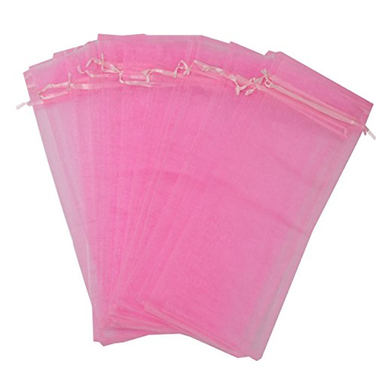 Wuligirl 20pcs Drawstring Organza Wine Bottle Bag 5.5 by 14.5 Inch Pink Wrapping Gift Bags Baby Shower Wedding Favors Party Charcoal Reusable Pouches Package Bags(20pcs Pink)