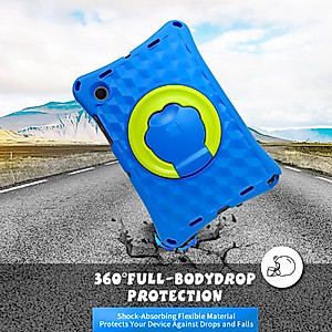 Riaour Case Fits Samsung Galaxy Tab A8 10.5 inch 2022 SM-X200/SM-X205/SM-X207,Lightweight EVA Kids Friendly Shockproof 360 Rotating Grip Handle Folding Stand Cover Fit Samsung Tablet A8 Case-Blue