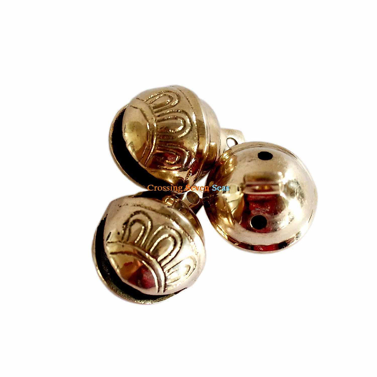 Crossing Seven Seas Handmade Brass Sleigh Bell Golden 44 mm Set of 6, Flower Design Sleigh Bell, Holiday Decoration, Wreath Supply, Christmas Decoration Wreath, Cowbell