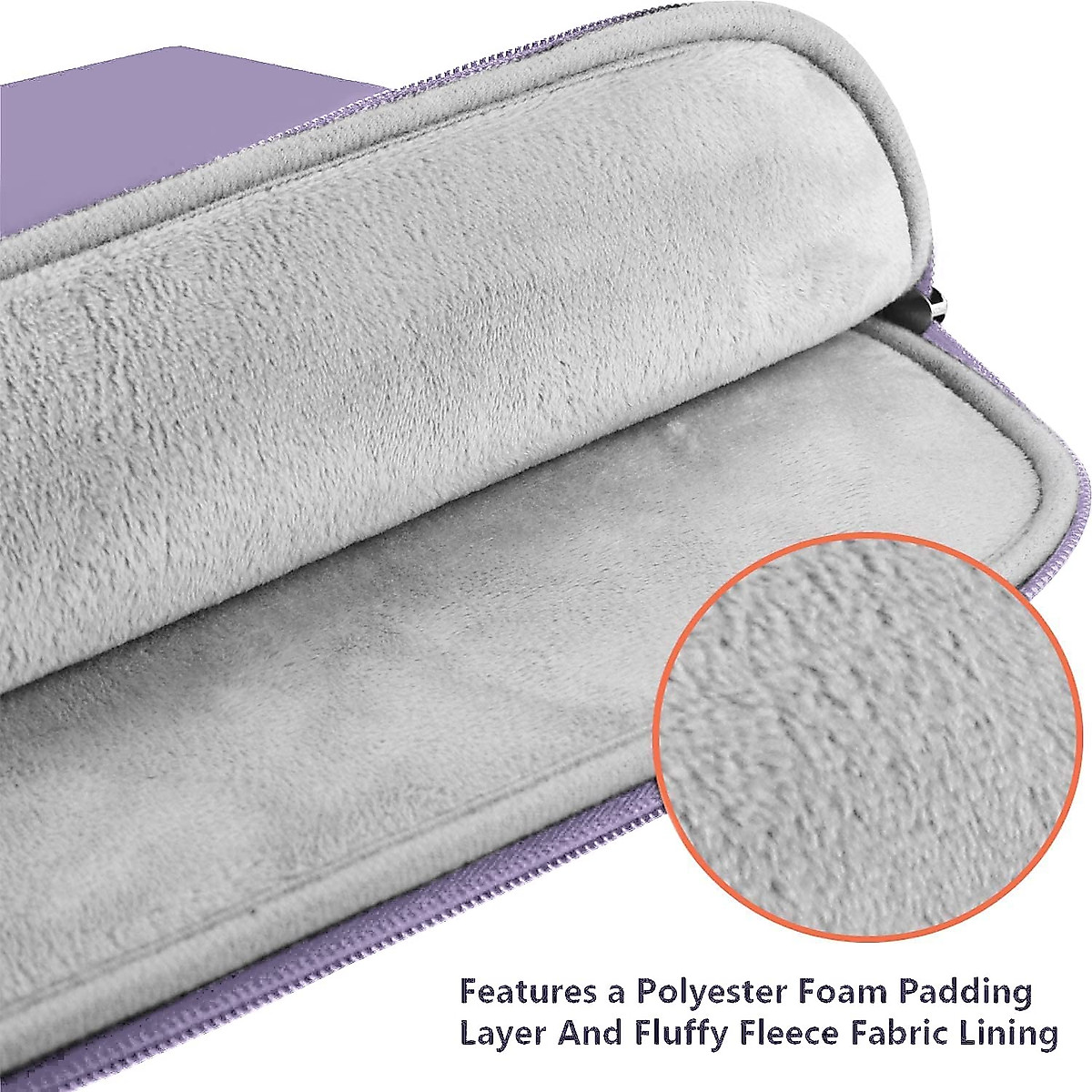 15.6 inch Laptop Sleeve Case, Shockproof Protective Notebook Case with Accessory Pocket, Briefcase Carrying Laptop Sleeve for 15.6" HP, ASUS, Dell, Lenovo, Acer -Lilac Colour