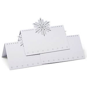Gift Boutique 100 Pack Christmas Cards Holiday Seating Name Card Die Cut Xmas Snowflake Table Setting Folded Paper Tent Cards for Winter Wonderland Dinner Wedding Tables Party Decorations 2" x 3.5"