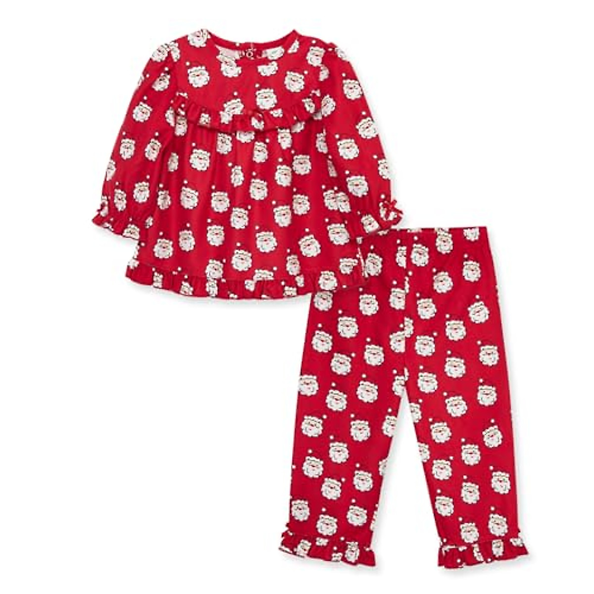 Little Me Clothes for Baby Girls' Christmas Holiday Santa Print 2-Piece Pajamas, 2T