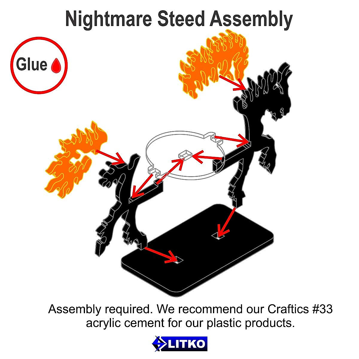 LITKO Character Mount | Nightmare Steed | Hell Horse | Demon | Fiendish Equines | Role-Playing Games |Compatible with Dungeons & Dragons and Pathfinder Games | (25mm Base)