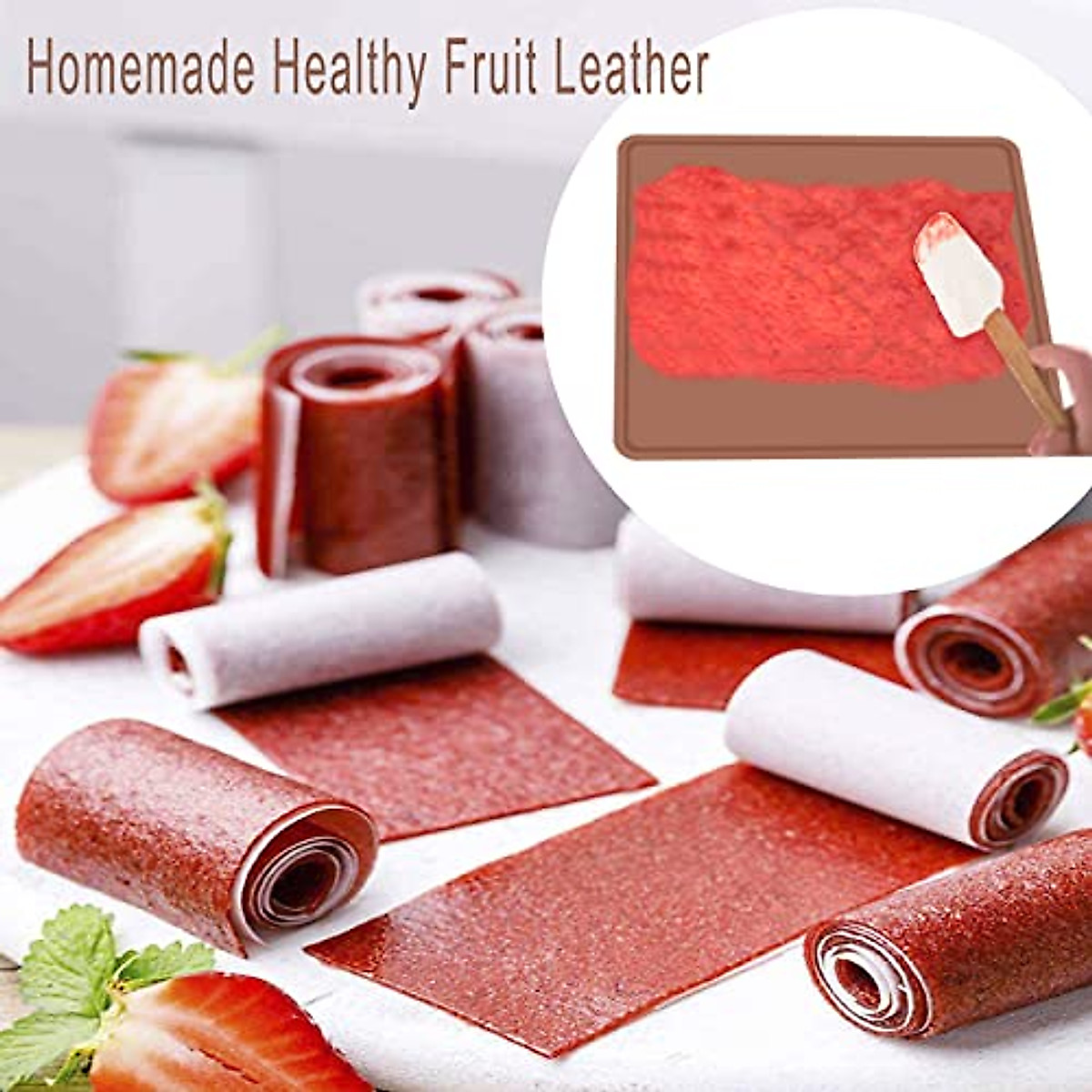 Zanup 3 Pcs Edge Silicone Dehydrator Sheets Mats for Liquids, Nonstick Fruit Leather Dehydrator Trays Compatible with Cosori CP267-FD, Reusable Silicone Trays for Baking Cooking Dehydrating Eggs Herbs