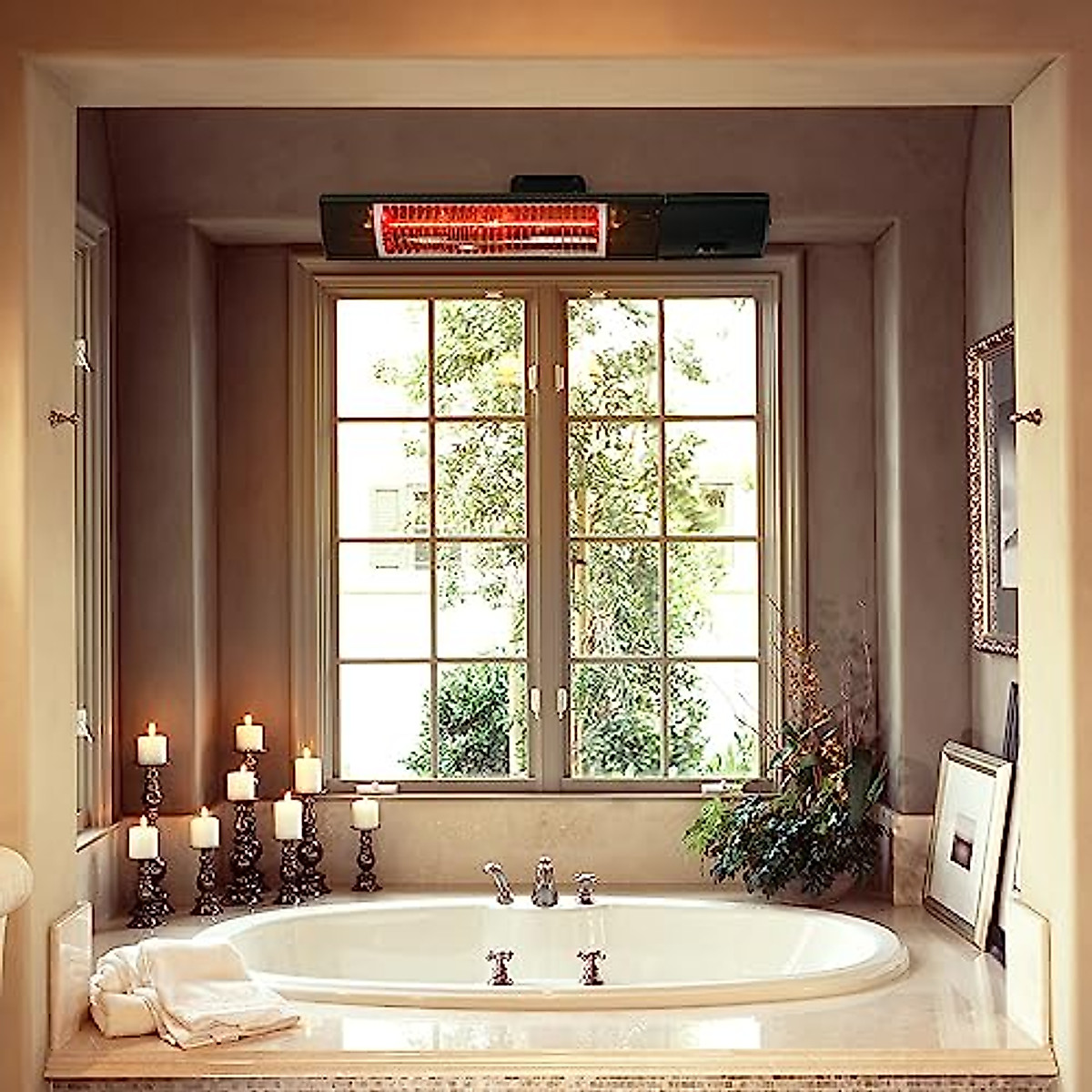 Star Patio Electric Patio Heater, Outdoor Heater, Infrared Heater with Remote Control, Outdoor Heaters for Patio, Classic Black, STP1580-WM-RM