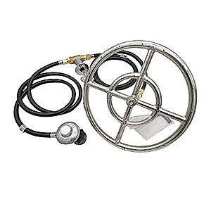 MENSI 12" Stainless Steel Fire Ring Burner Valve Assembly Kit Replacement Parts for Propane Gas Fire Pit, Outdoor Fireplaces 90000 BTU
