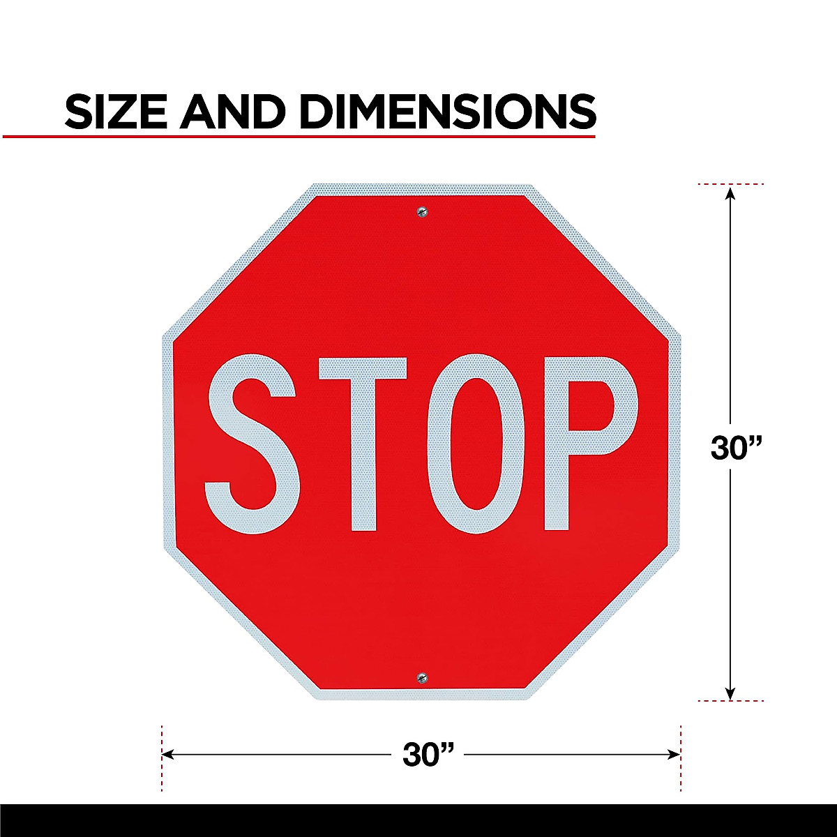 OLANZU Stop Sign 30 x 30 Inches - High Intensity Prismatic Aluminum - UV Protected and Weather Resistant - Honeycomb Reflective Stop Signs Traffic - Waterproof and Rust Free Metal Stop Sign