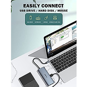 USB C Hub, HANRICO USB-C Laptop Docking Station 11 in 1 Compatible for MacBook Pro/Air, Ipad, MateBook, PC, Flash Drive, Mobile HDD, Phone and More TypeC Devices(USB,PD,HDMI,RJ45,SD,TF,VGA,3.5mm)