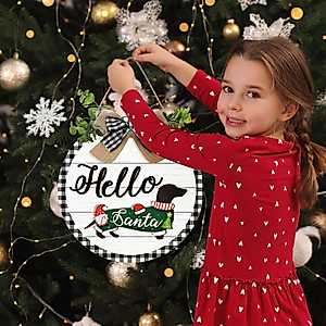 Glenmal 16 Pcs Seasonal Interchangeable Dachshund Door Decor Cute Replaceable Easter Welcome Sign Seasonal Farmhouse Front Door Signs Wood Home Sign(White with Plaid Frame)