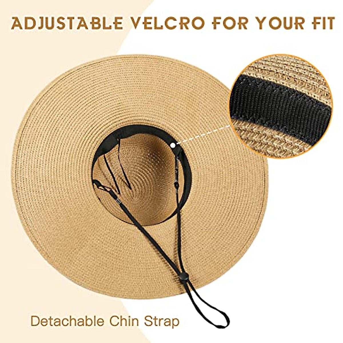 Womens Beach Sun Straw Hat - UV Protection UPF 50+ Sun Hats for Women with Wide Brim, Foldable Floppy Straw Beach Hat for Women