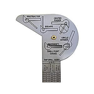 MULTI PURPOSE Protractor Square Rule Centre Finder Divider Drill Point Gauge